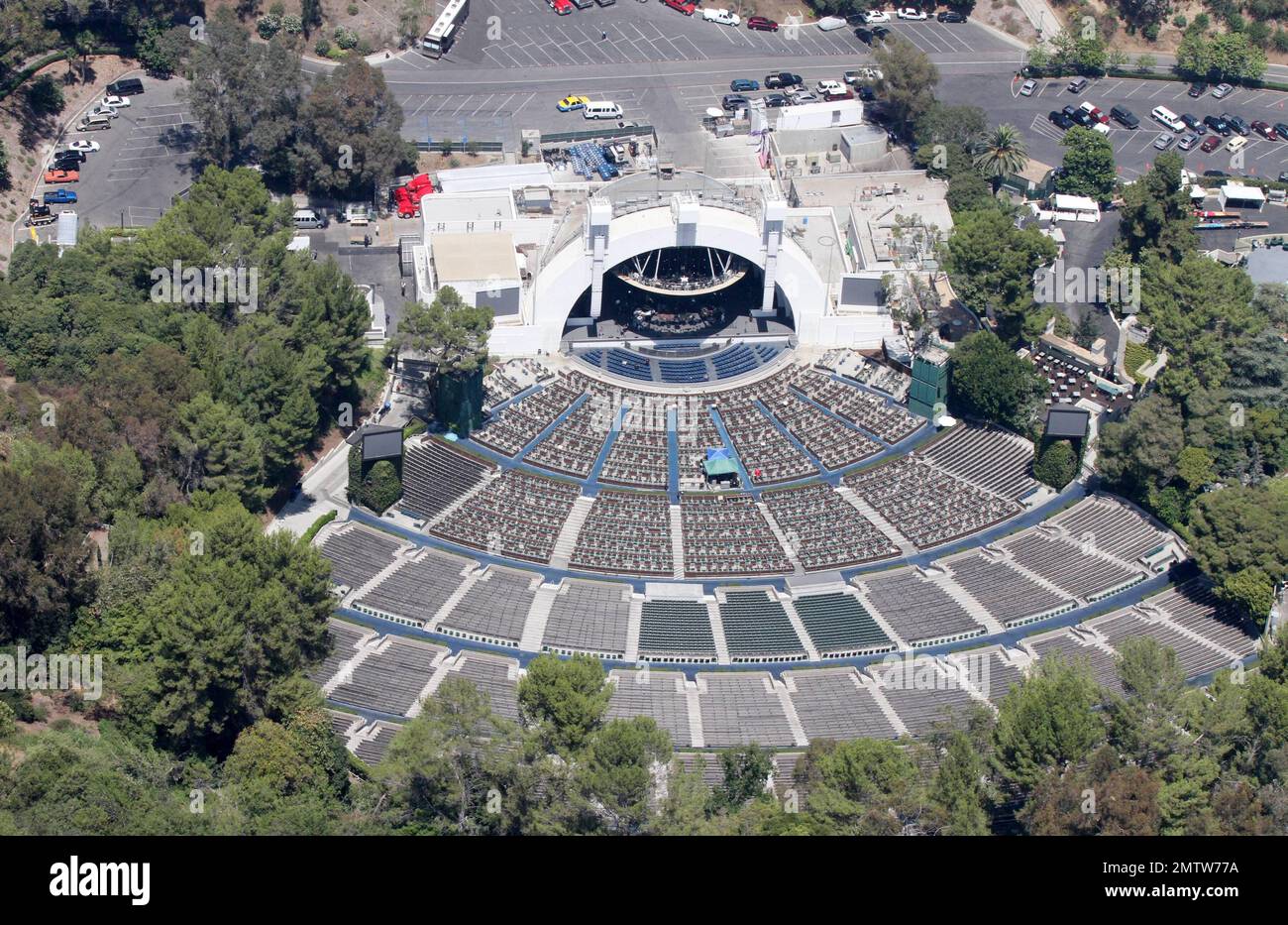 Aerial view of The Hollywood Bowl concert arena, Los Angeles, CA, 8th ...