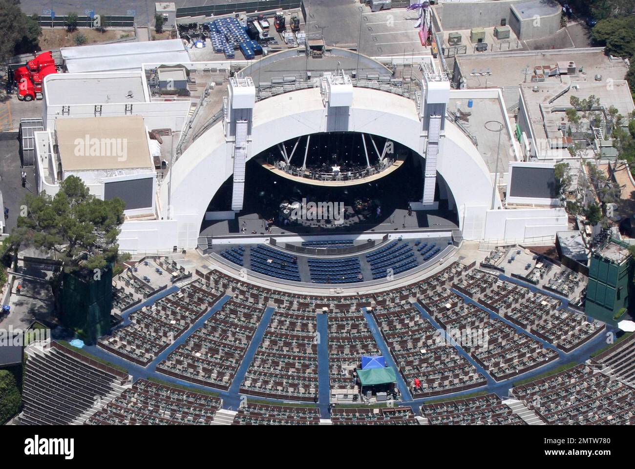 Aerial view of The Hollywood Bowl concert arena, Los Angeles, CA, 8th ...