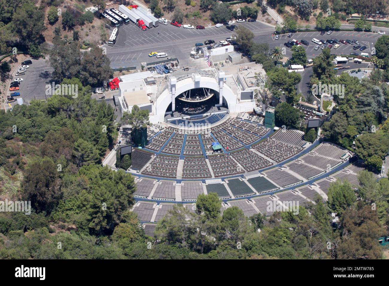 Aerial view of The Hollywood Bowl concert arena, Los Angeles, CA, 8th ...