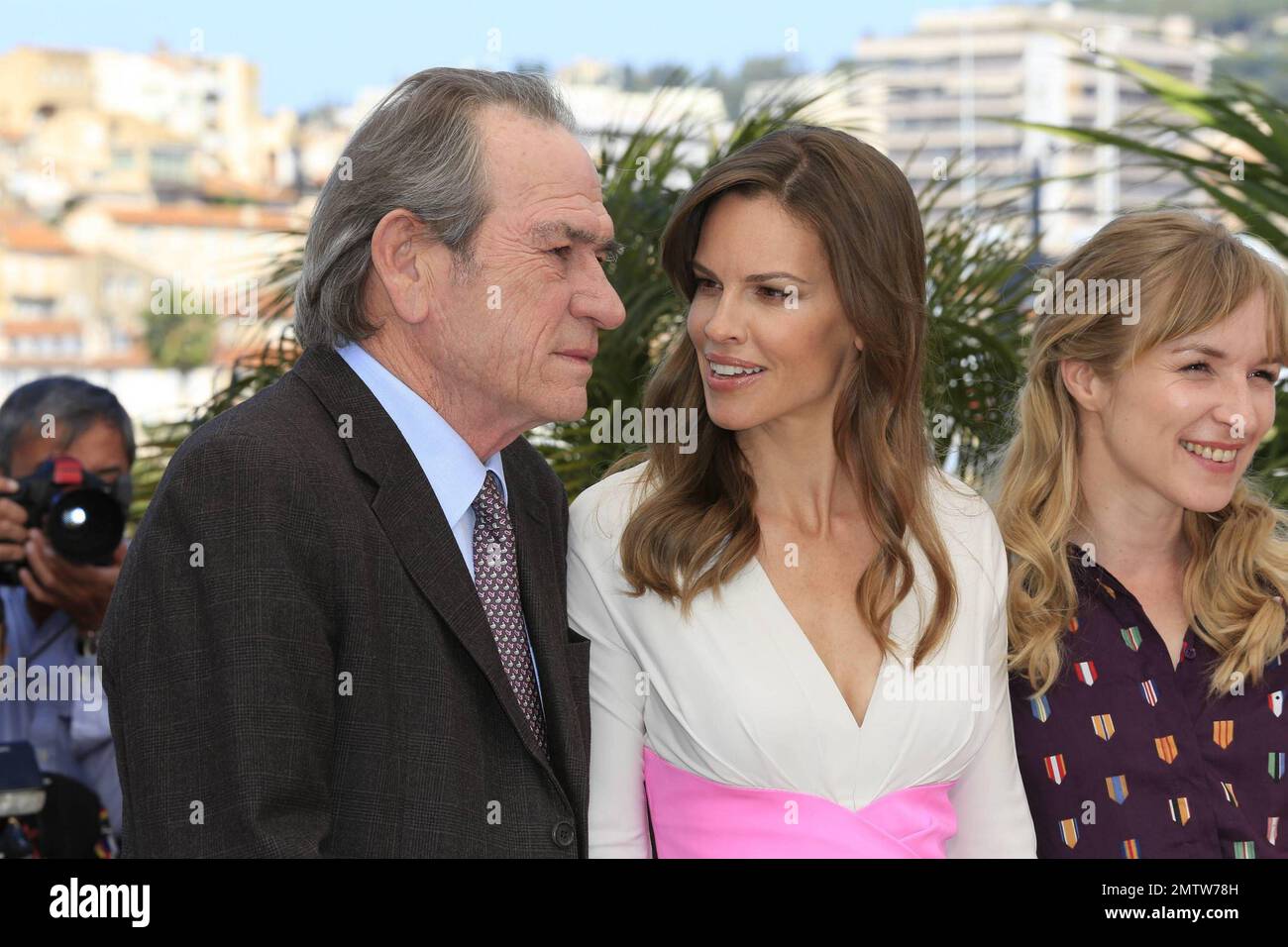 Tommy Lee Jones and Hilary Swank at the “The Homesman” photocall during ...