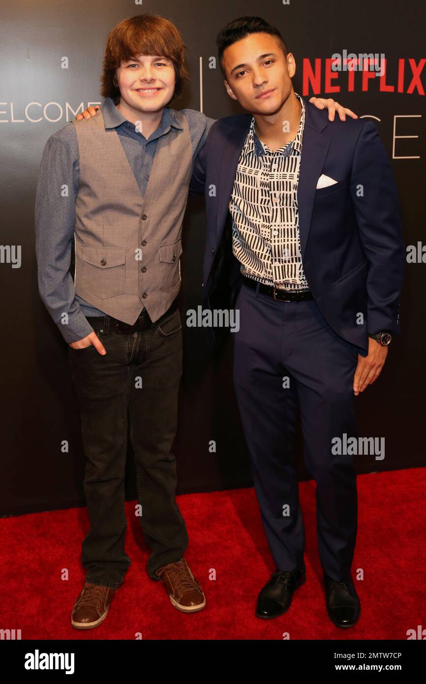 Brendan Meyer, left, and Brandon Perea arrive at the Netflix FYSee Kick ...