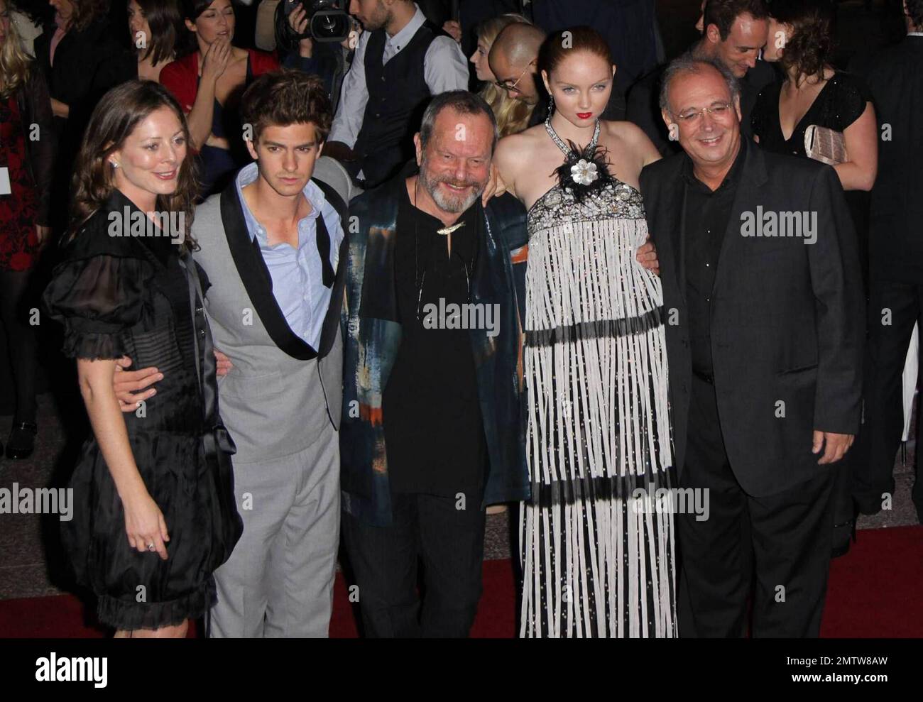 Amy Gilliam, Andrew Garfield, Terry Gilliam, Lily Cole and guest at The ...