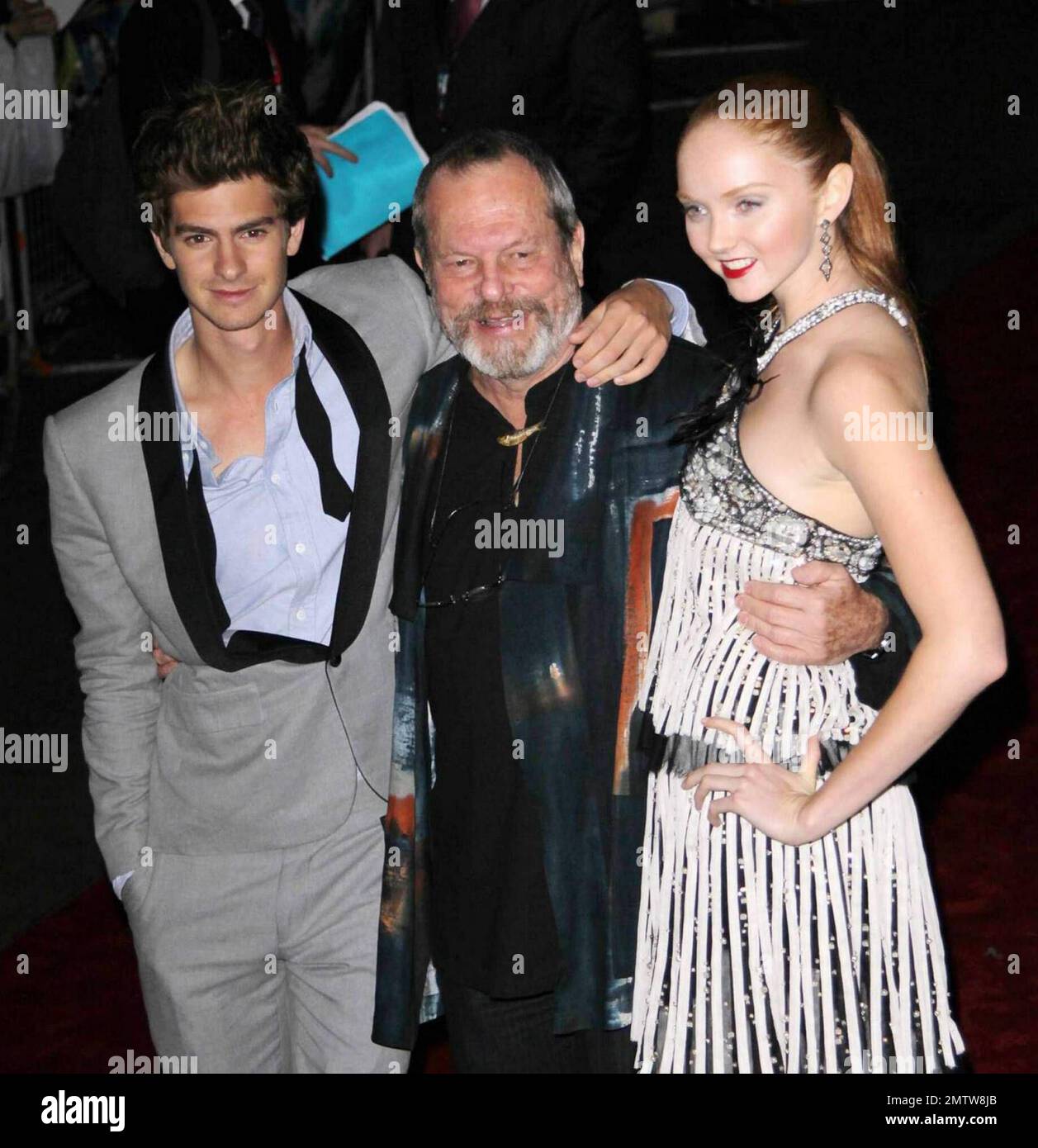 Andrew Garfield, Terry Gilliam and Lily Cole at The Imaginarium of ...