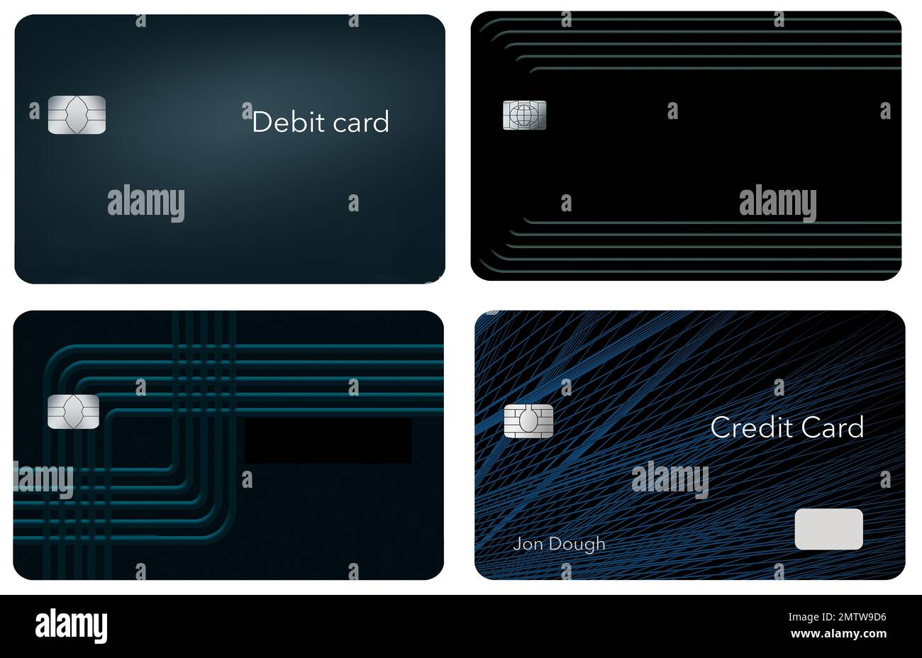 Here are modern partially blank generic credit or debit cards forl use ...