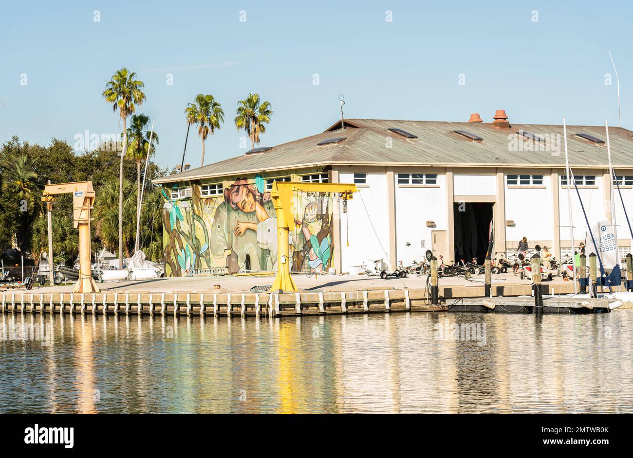 Saint Petersburg, Florida , boat repair shop with mural on the wall at ...