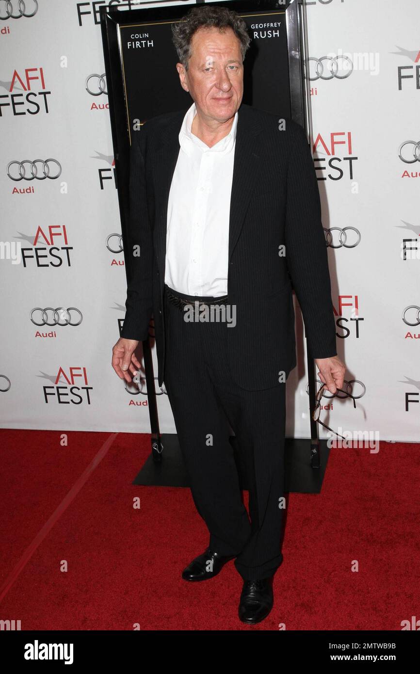 Geoffrey Rush poses on the red carpet at a screening of The Weinstein ...