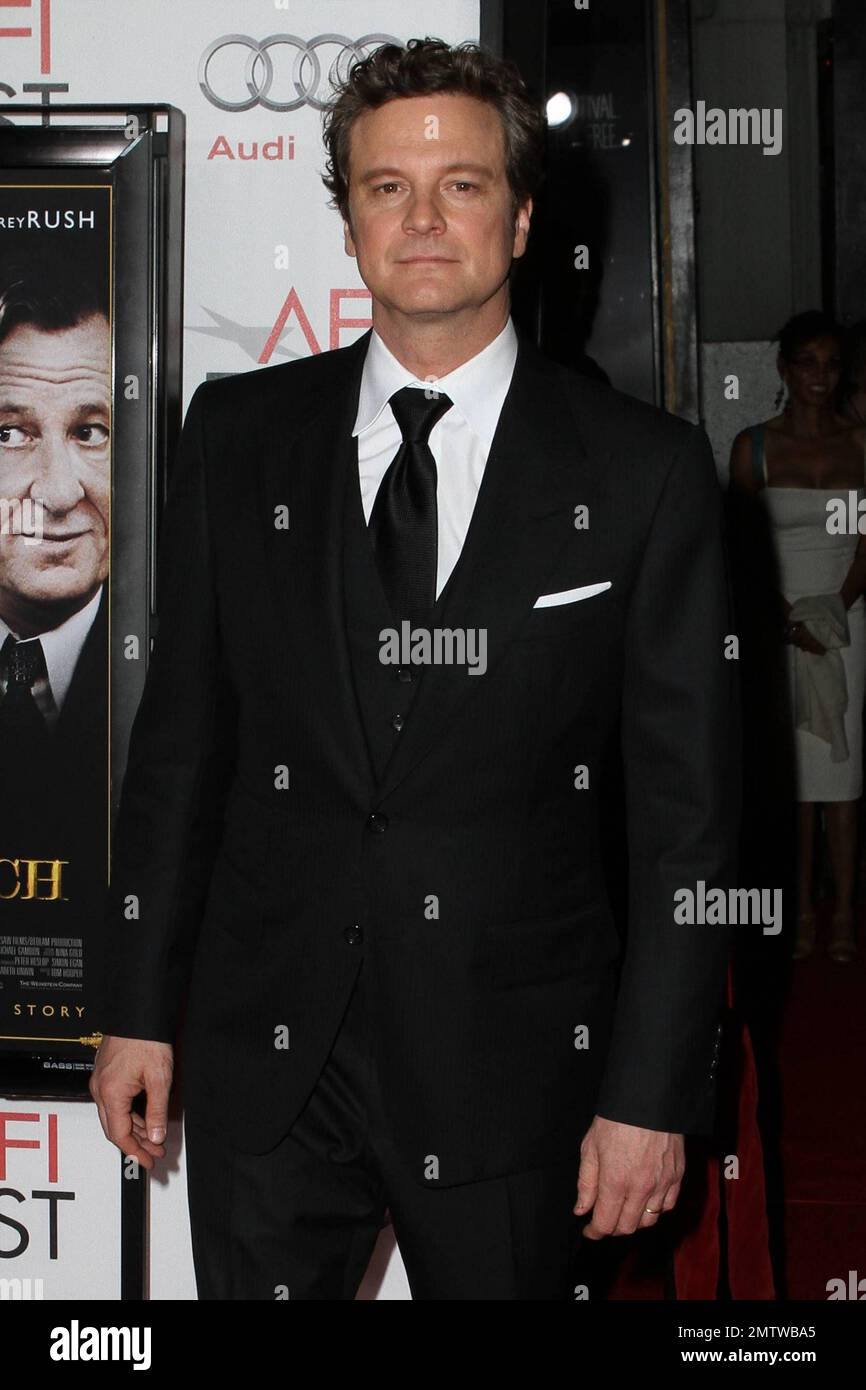 Colin Firth poses on the red carpet at a screening of The Weinstein ...