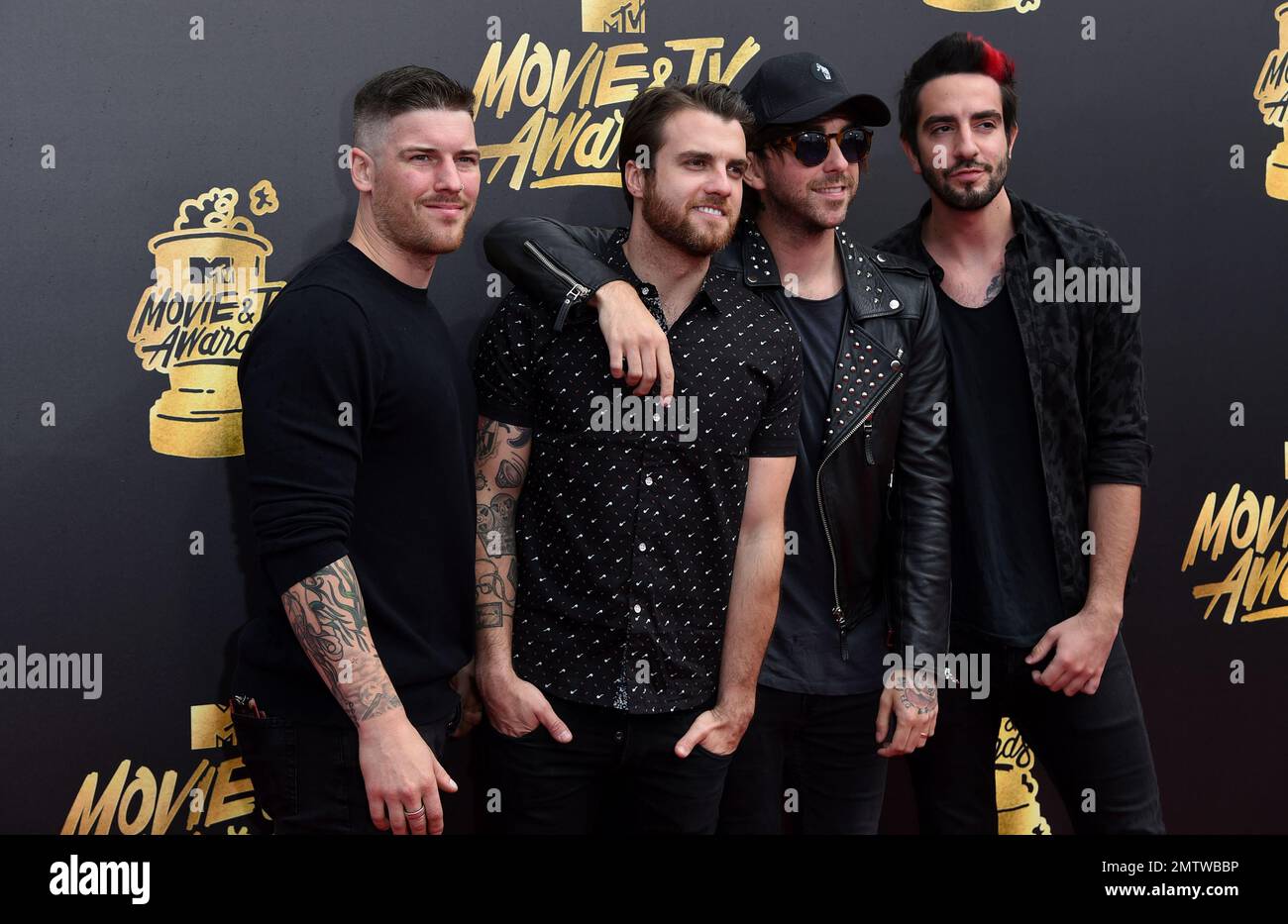 Musical group "All Time Low" arrive at the MTV Movie and TV Awards at ...
