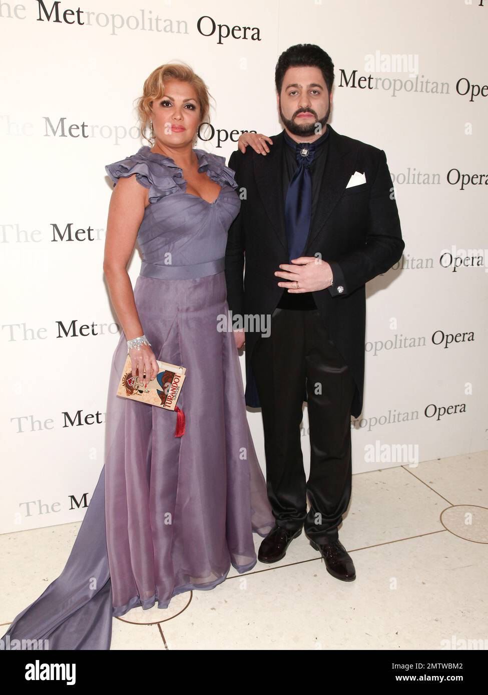 Anna Netrebko, left, and Yusif Eyvazov, right, attend The Metropolitan ...