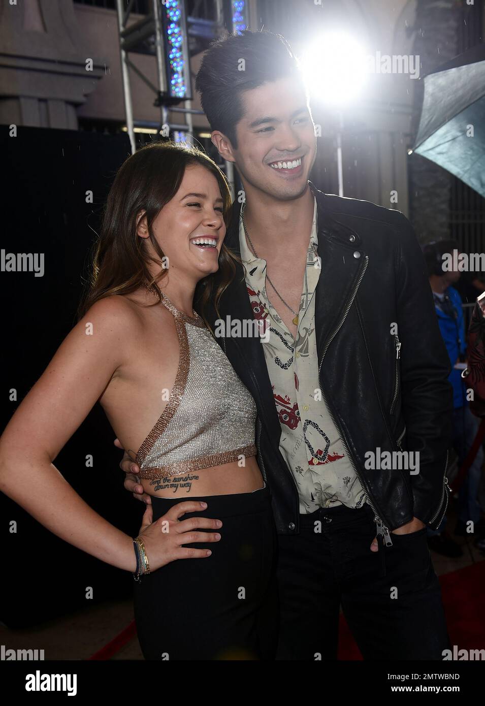 Sosie Bacon, left and Ross Butler arrive at the MTV Movie and TV Awards ...