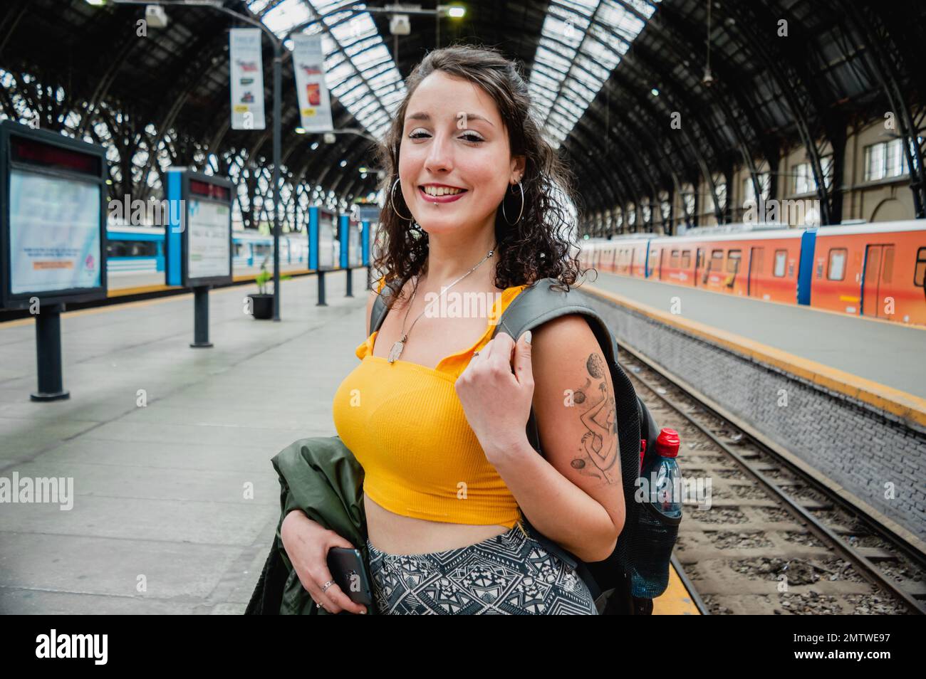 portrait of young Latina woman of Argentinian ethnicity with white skin ...
