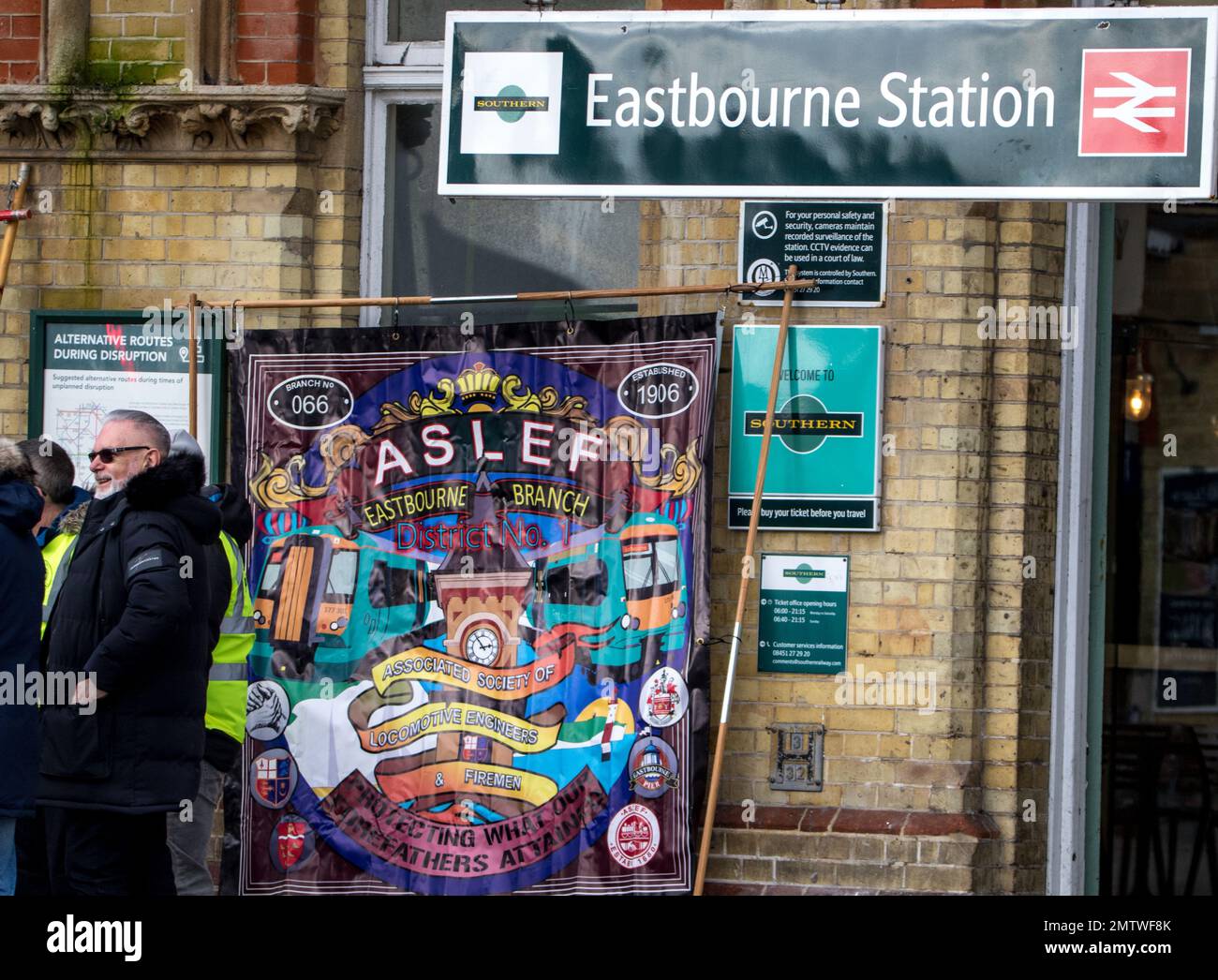 Eastbourne, East Sussex, UK. 1st Feb, 2023. RMT and ASLEF rail union ...