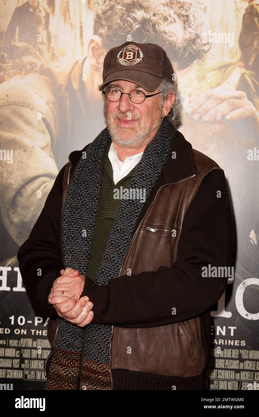 Steven Spielberg arrives to the premiere of the HBO miniseries, "The ...