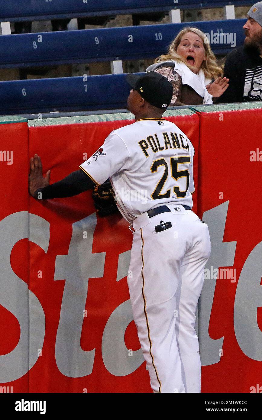 Pittsburgh Pirates left fielder Gregory Polanco (25) watches as a ball ...