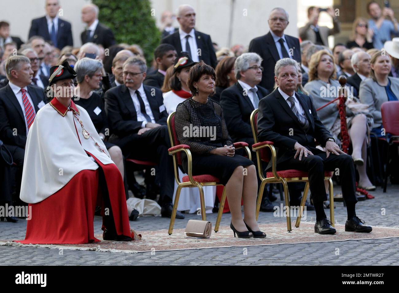 Swiss president Doris Leuthard, center, attends the swearing in ...