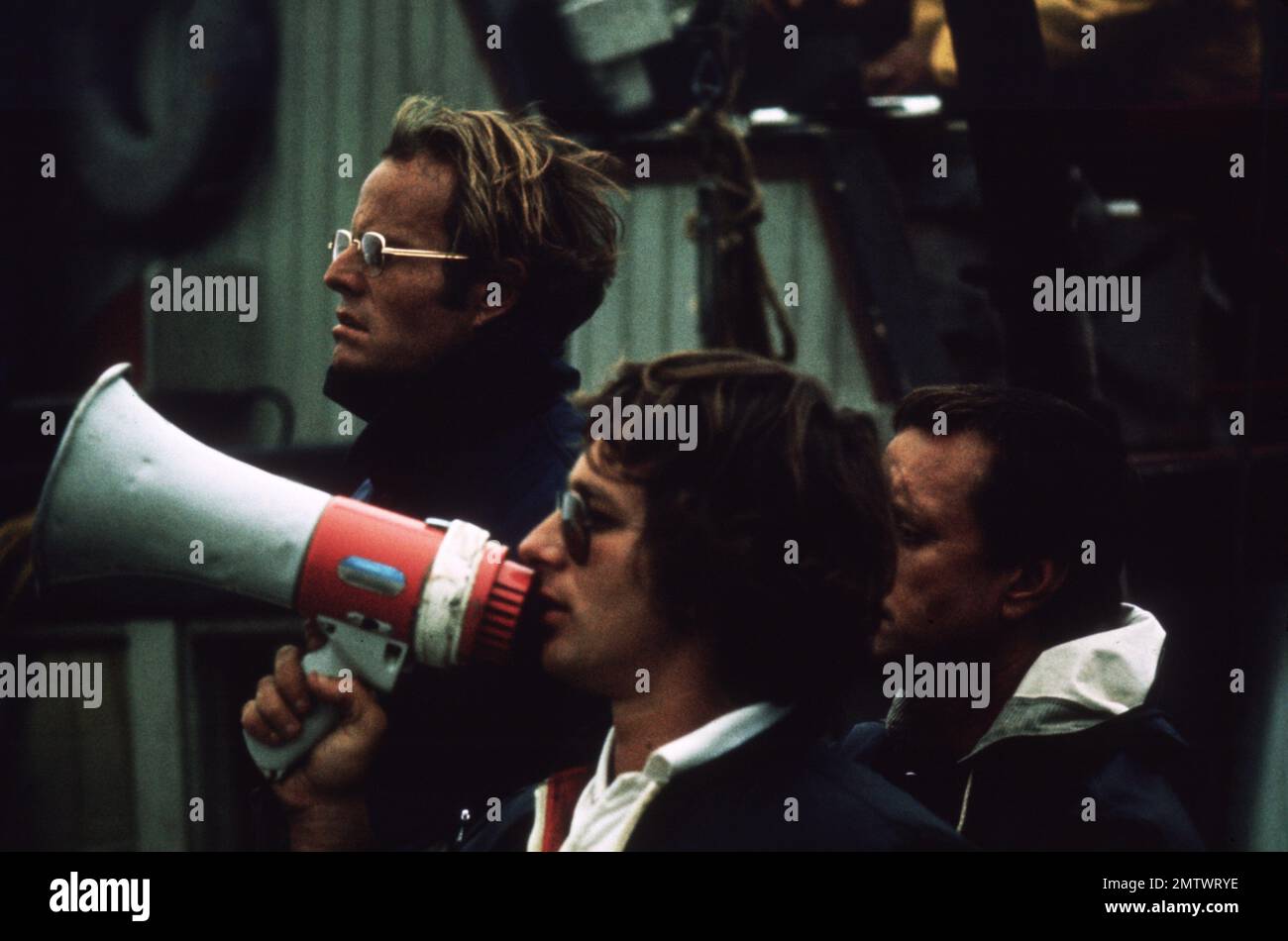 Jaws Year : 1975 USA Director : Steven Spielberg Steven Spielberg Shooting picture Stock Photo ...