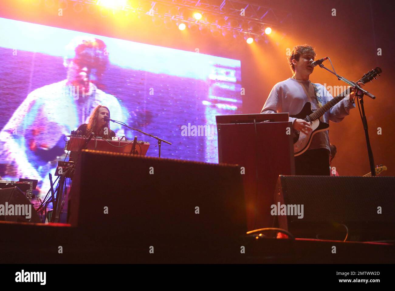 From left, artist Benjamin Goldwasser and Andrew VanWyngarden of MGMT ...