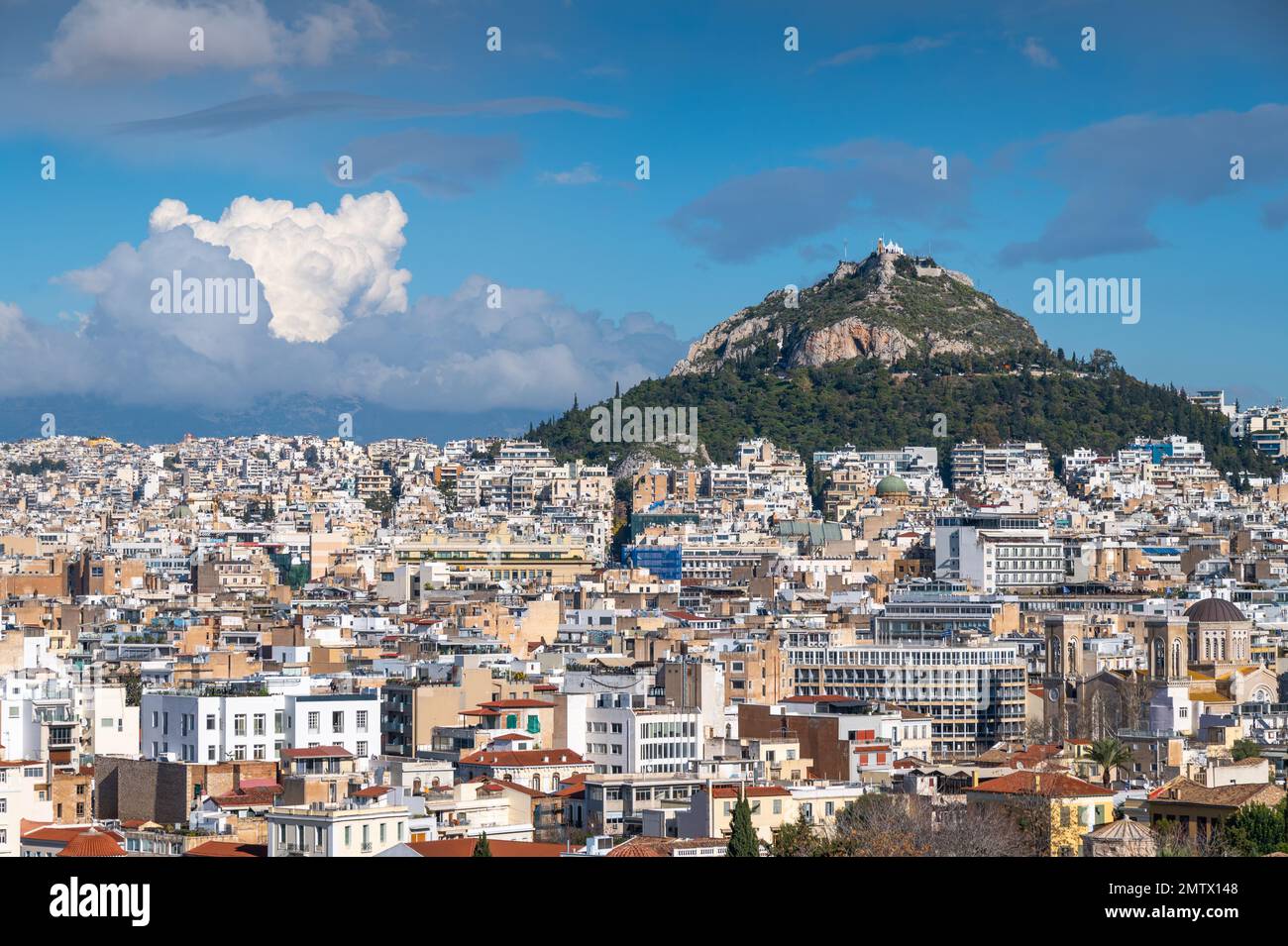 Overview of the old town and modern architecture in Athens, Greece. The ...