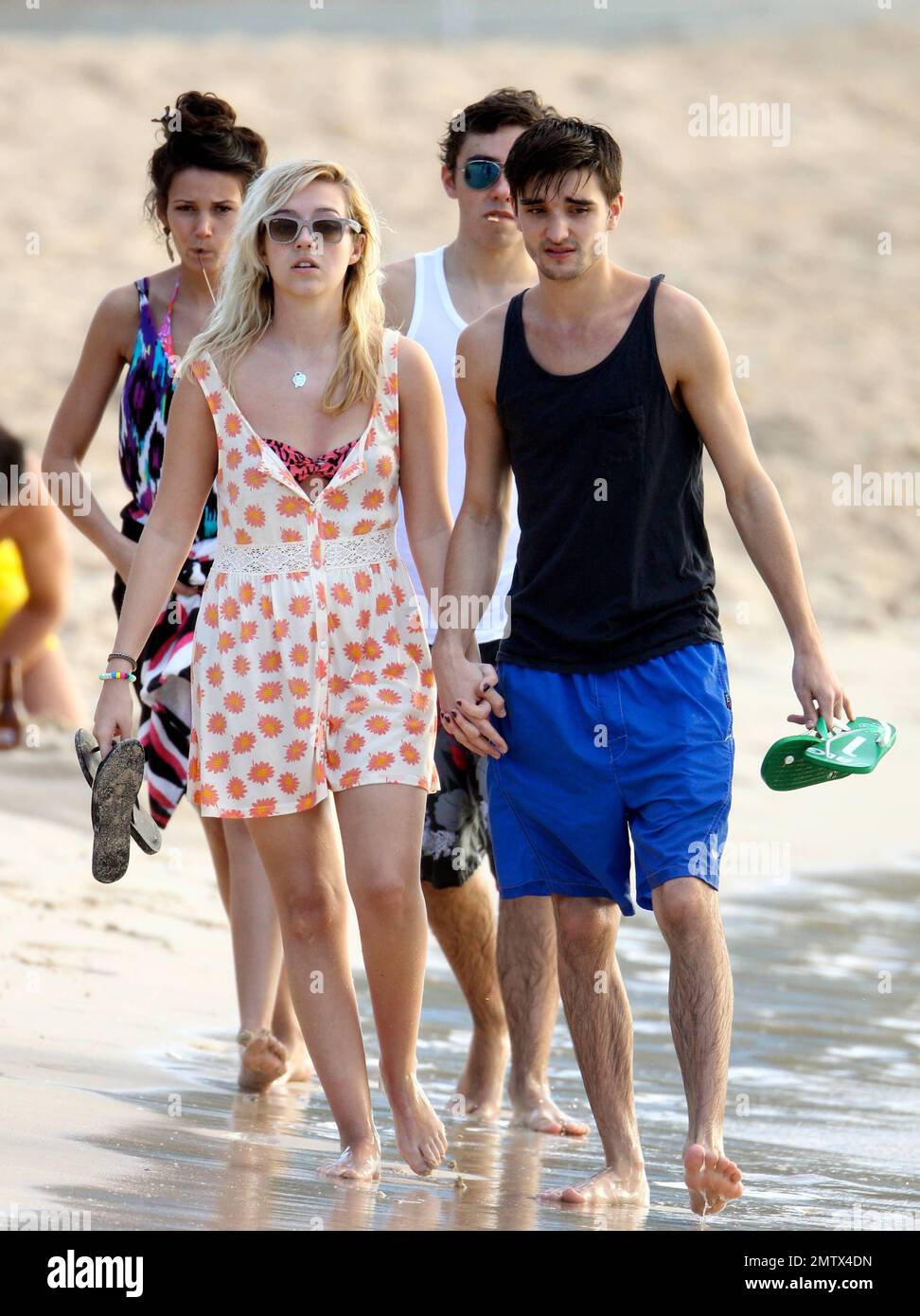 British and Irish boyband The Wanted enjoy the sun and surf during a ...