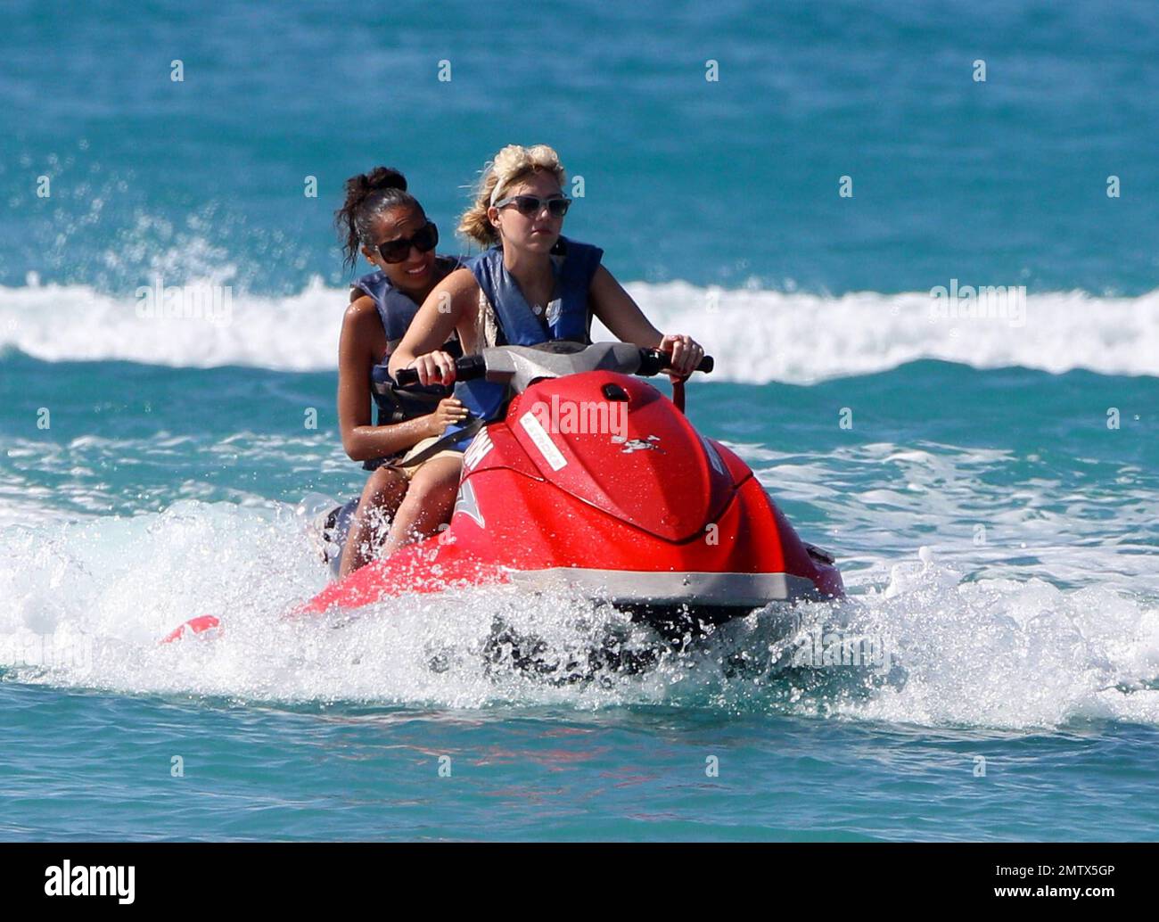 UK boyband The Wanted enjoy the sun and surf during a day of jetskiing ...