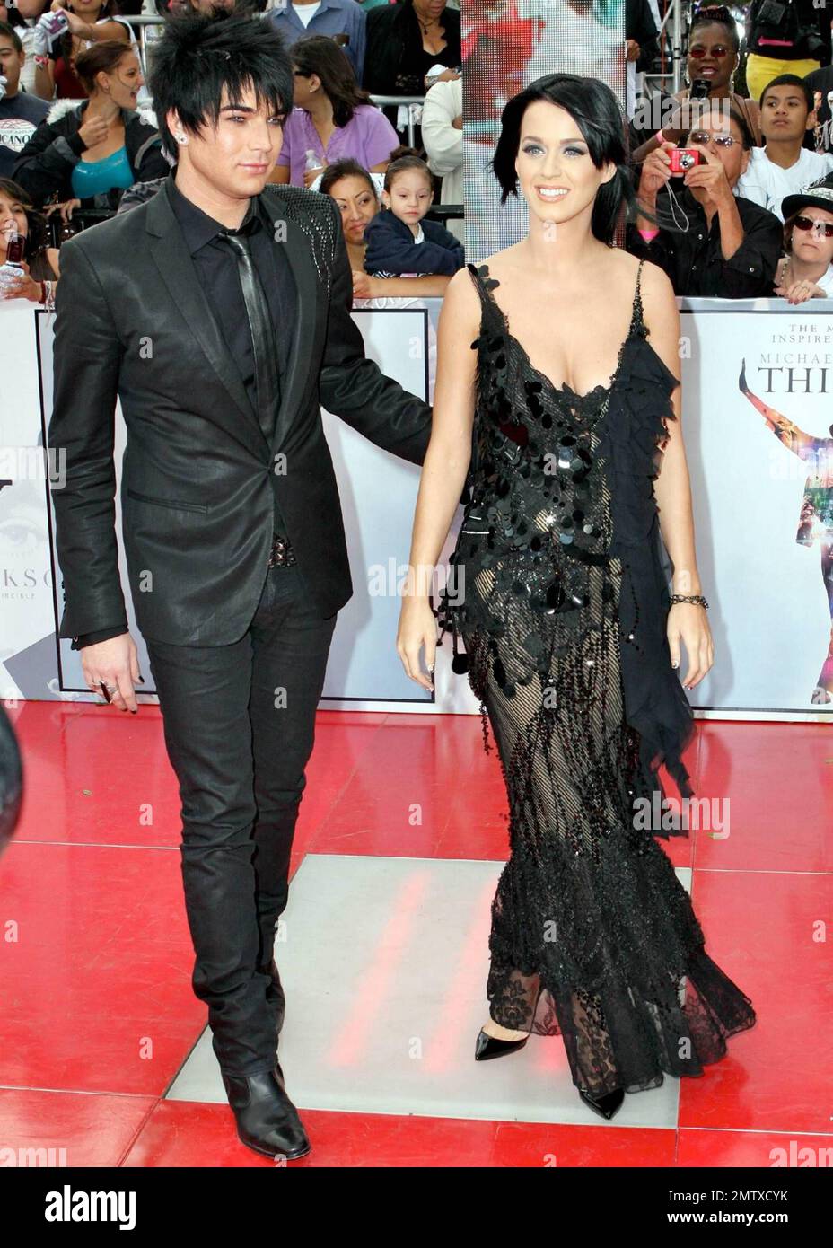 Katy Perry and Adam Lambert arrive for the world premiere of Michael ...