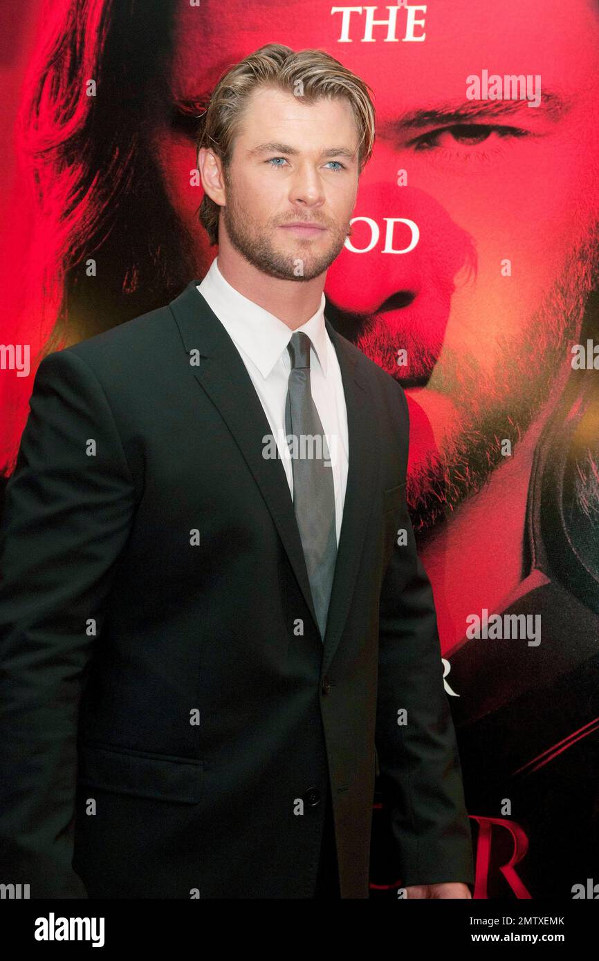 Australian actor Chris Hemsworth poses for photographers at the world ...