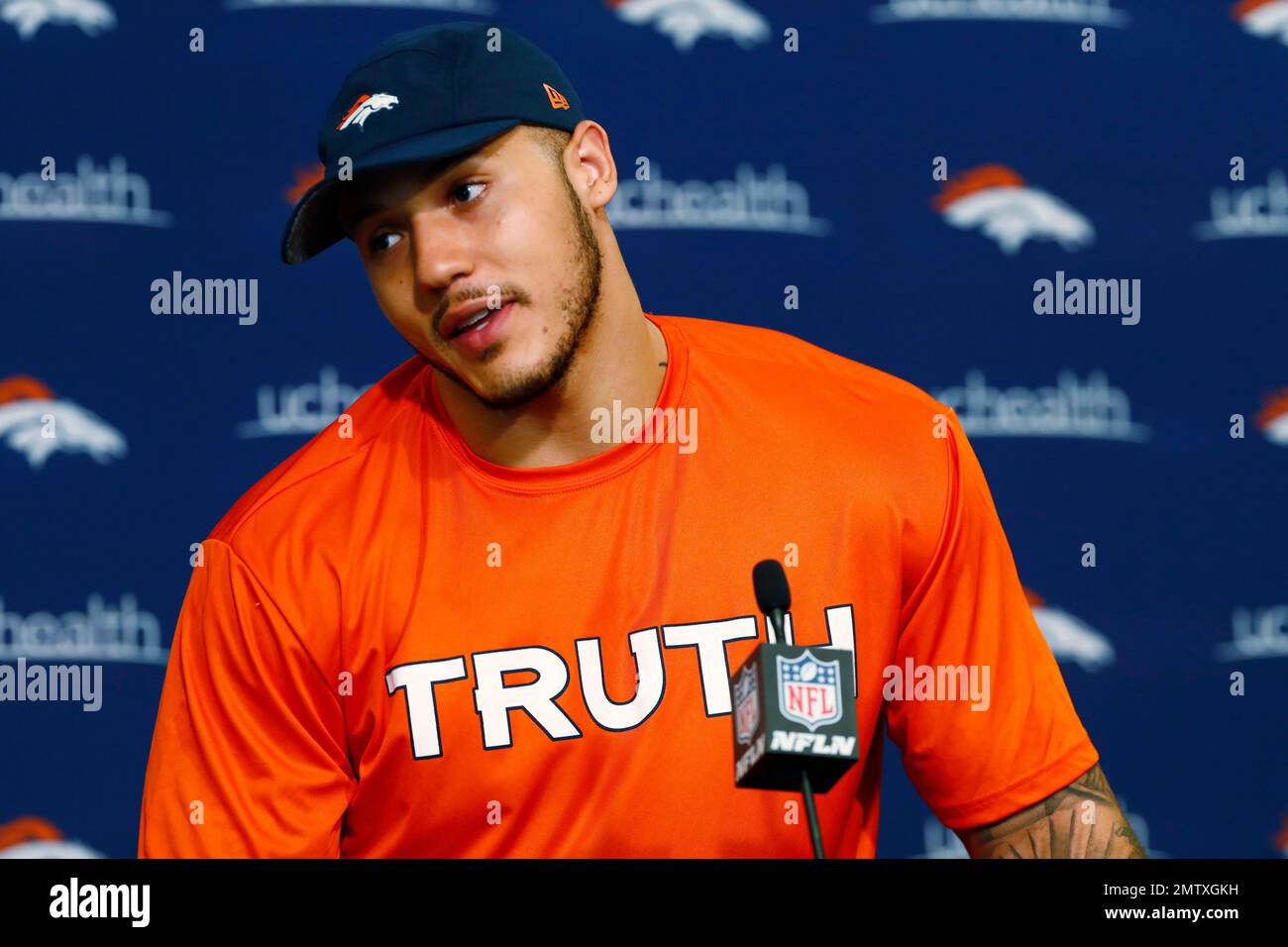 Denver Broncos NFl football linebacker Shane Ray responds to questions ...