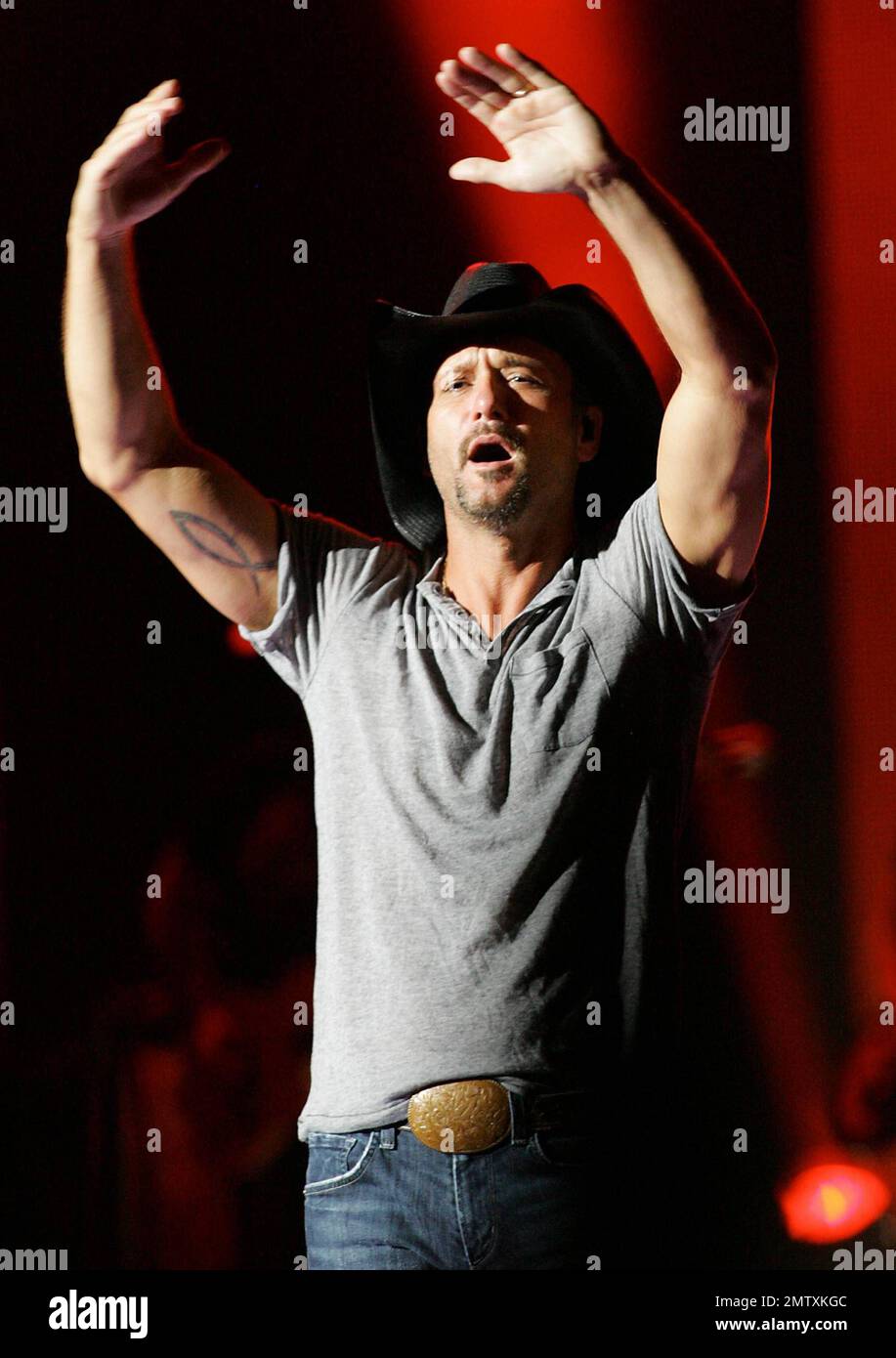 Country singer Tim McGraw performs live at the Cruzan Amphitheatre ...