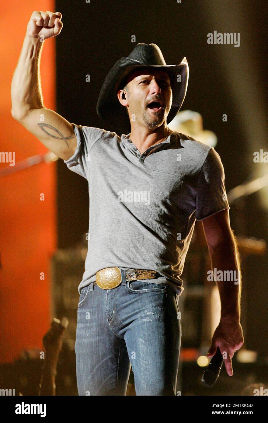 Country singer Tim McGraw performs live at the Cruzan Amphitheatre ...