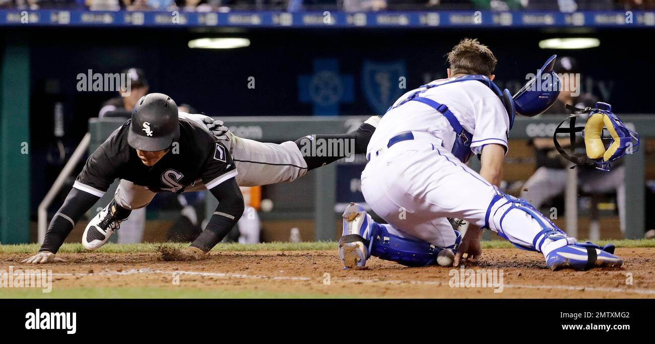Chicago White Sox's Avisail Garcia beats the tag at home by Kansas City ...