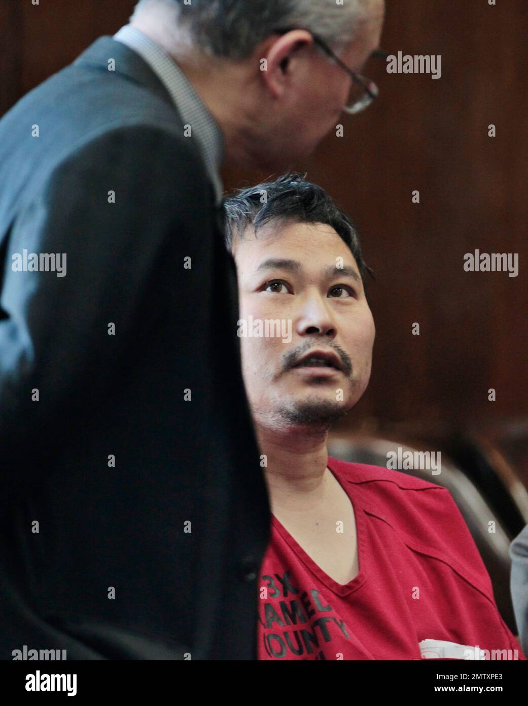 FILE - In this April 30, 2012 file photo, One Goh, left, speaks with an ...