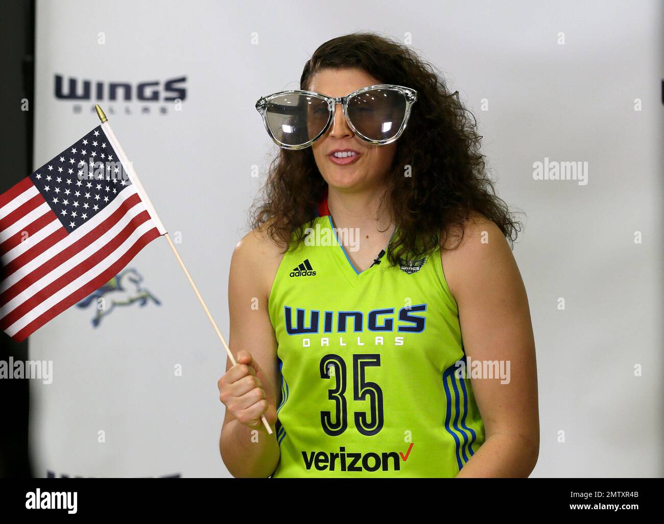 Dallas Wings forward Jordan Hooper (35) poses for photos during a WNBA ...