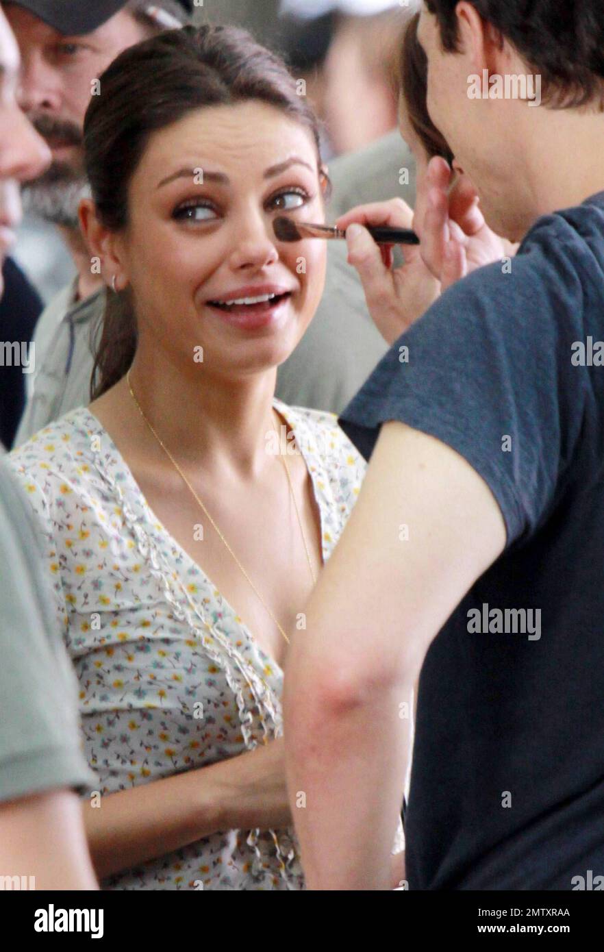 Singer-actor Justin Timberlake, actress Mila Kunis and director Will Gluck on the set of their ...