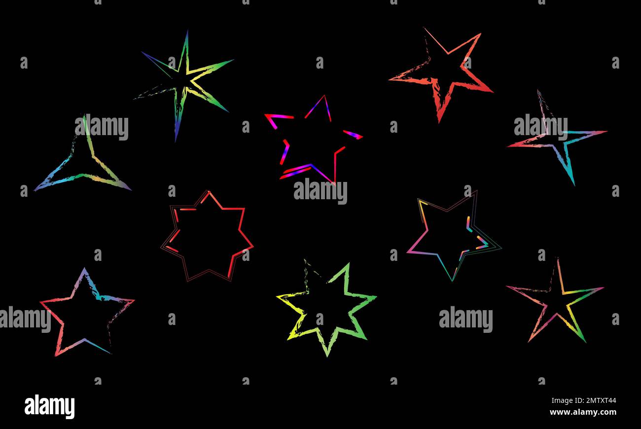 Set of stars glitter shape icons flakes decorative abstract background ...