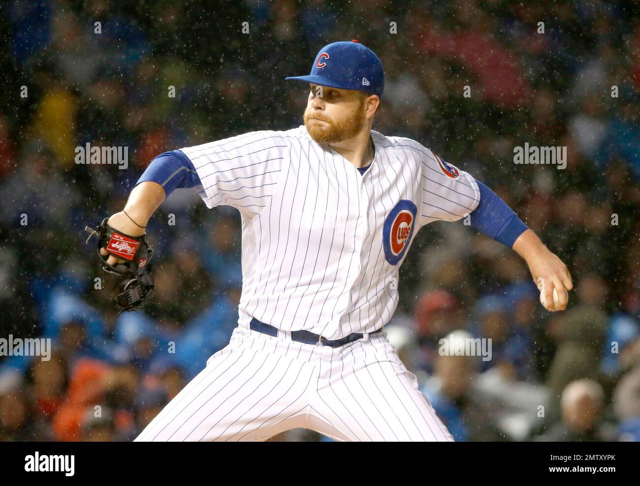 Chicago Cubs starting pitcher Brett Anderson delivers during the first ...