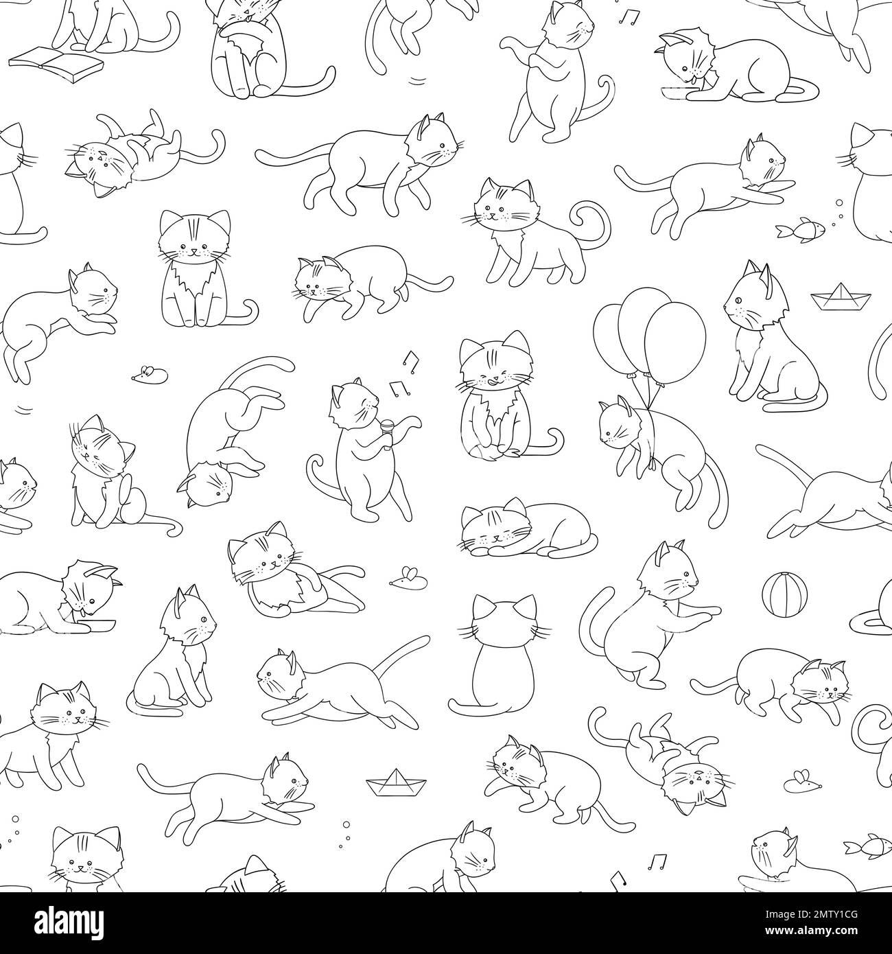 Silhouette coloring page cat vector art hi-res stock photography and ...