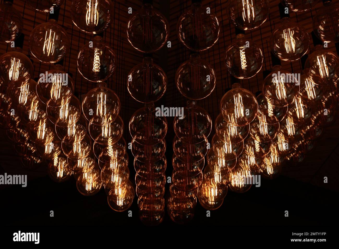 Stylish, modern and decorative lamps of Edison of round shape in the ...