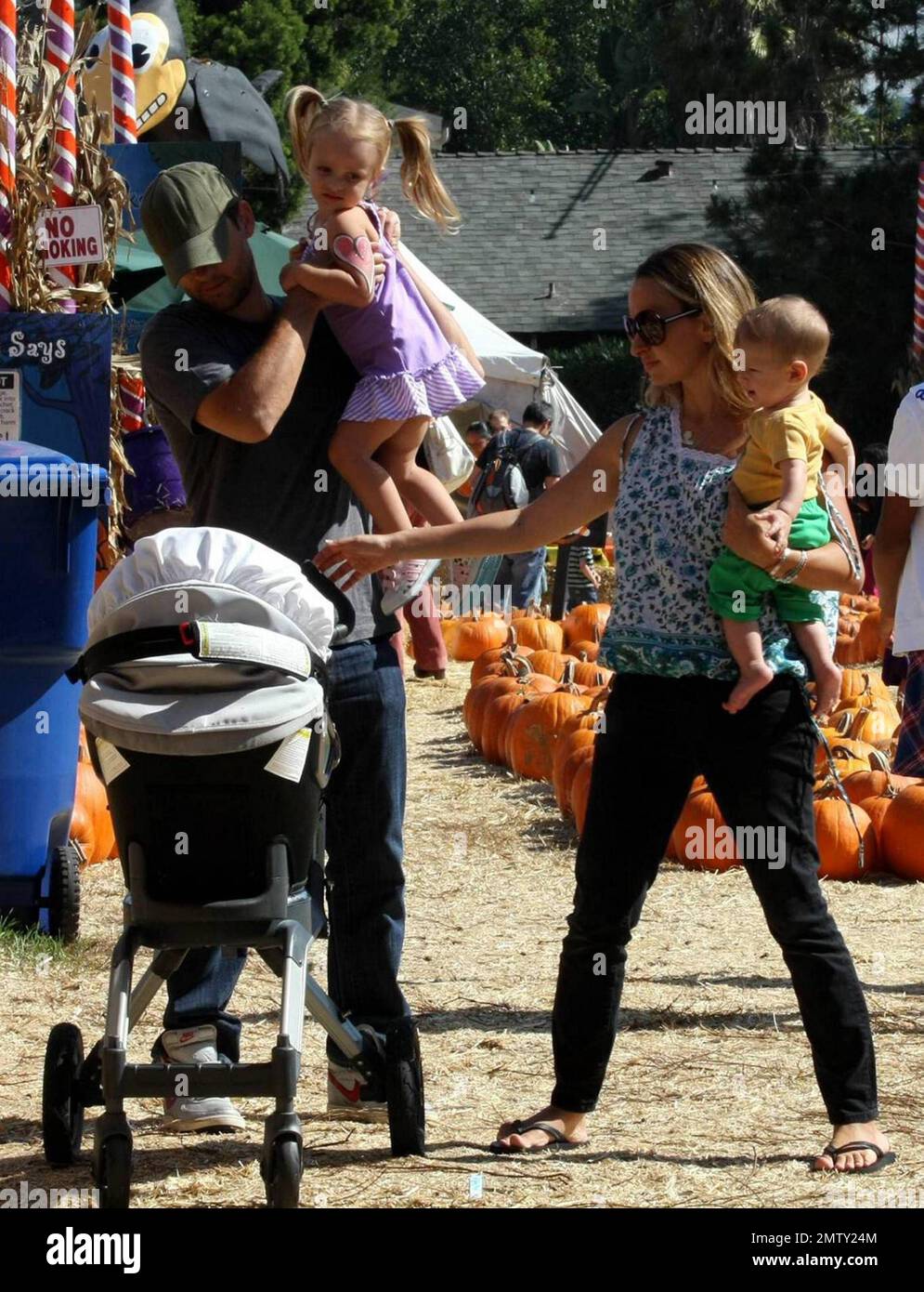 Actor Tobey Maguire, wife Jennifer Meyer and their two children Ruby ...