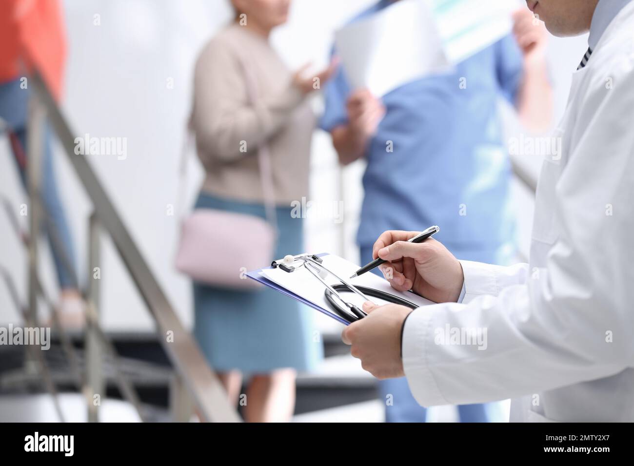 Doctor checking patient's analysis results in hospital, closeup Stock ...