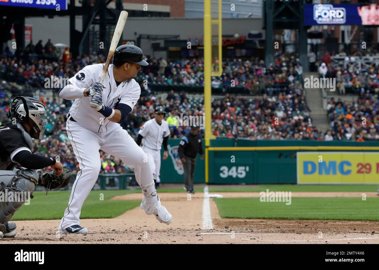 Detroit Tigers designated hitter Victor Martinez bats during the first ...