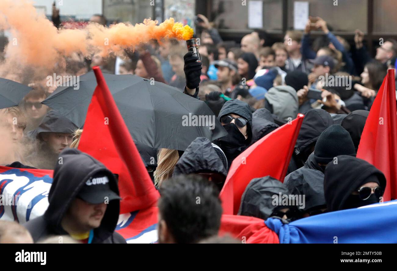 Protesters take part in a May Day protest rally in Berlin, Germany ...