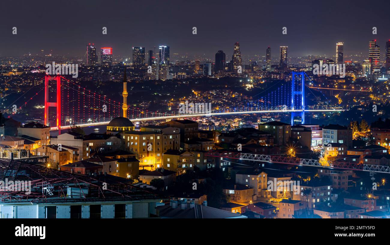 The cityscape of Istanbul at night in Turkey Stock Photo - Alamy