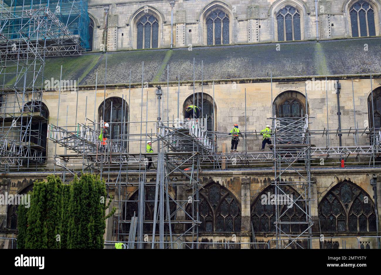 Restoration work on Gloucester cathedral, Gloucestershire, England, UK ...