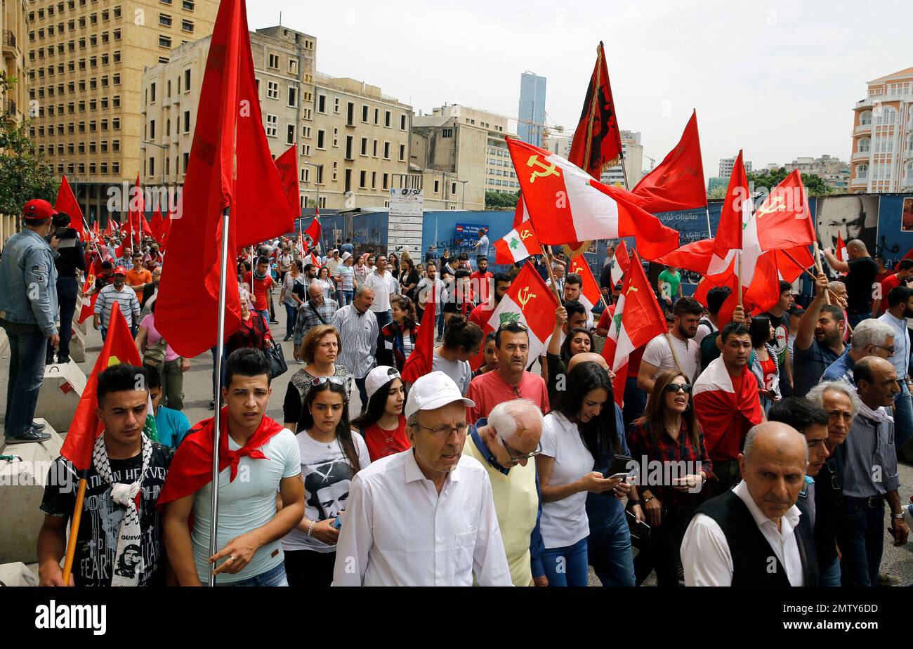 More than 2000 members and supporters of the Lebanese Communist party ...