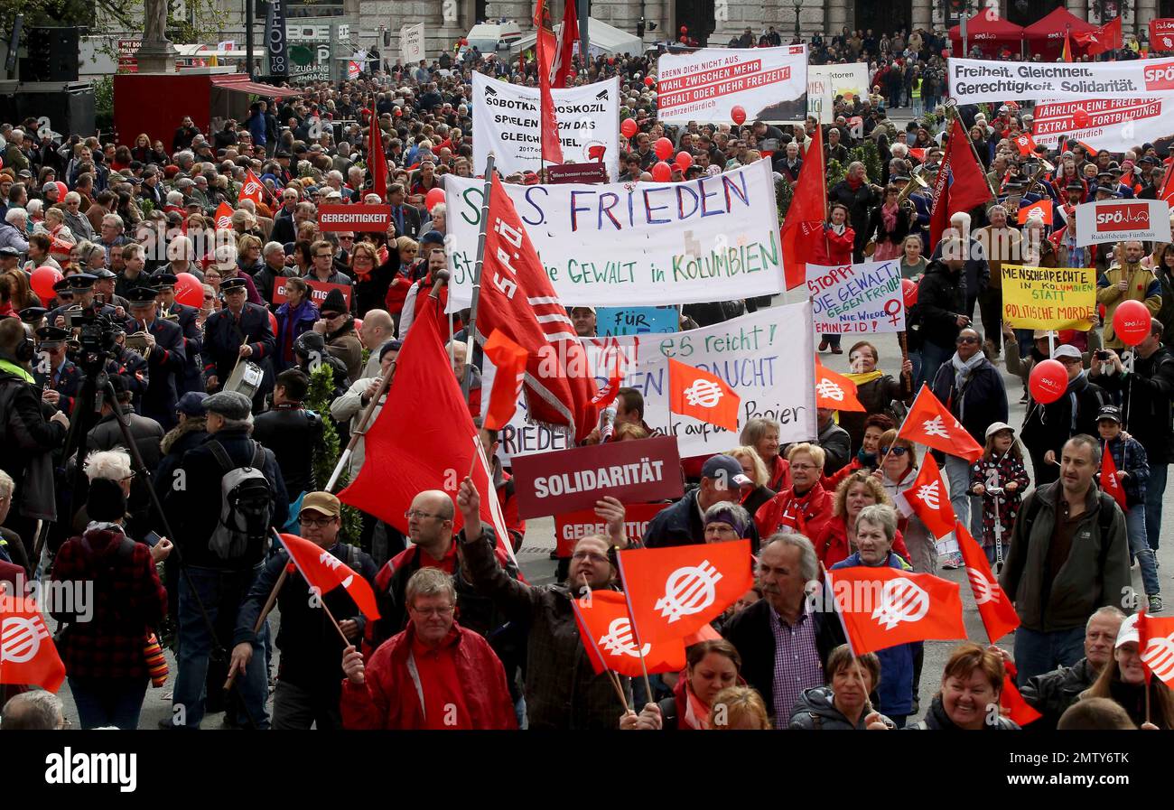 Participants of the traditional May Day celebrations, organized by the ...