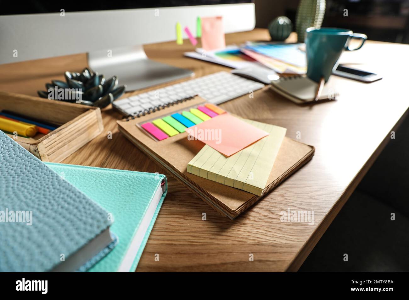 Designer's workplace with modern computer and color palettes Stock ...