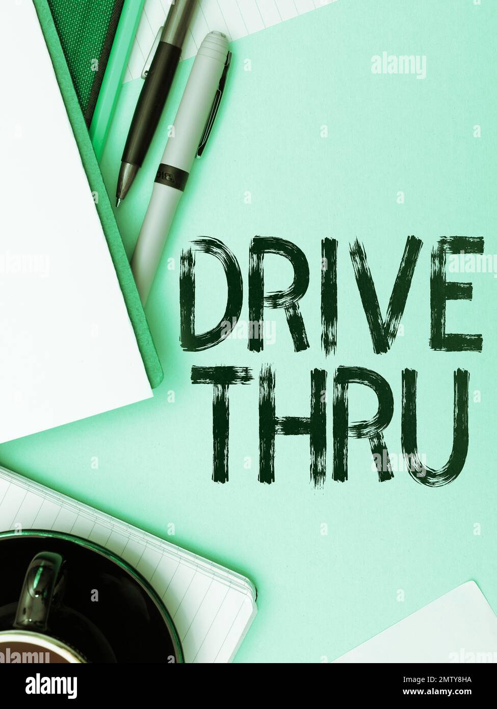 Text showing inspiration Drive Thru. Concept meaning place where you ...