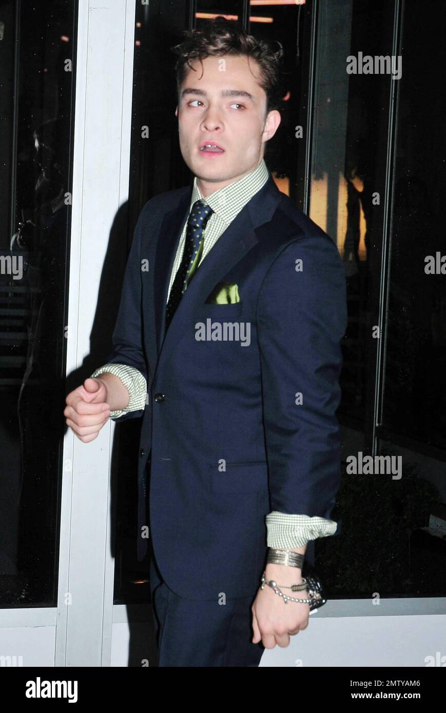 "Gossip Girl" actor Ed Westwick shows off his tired and red eyes as he ...