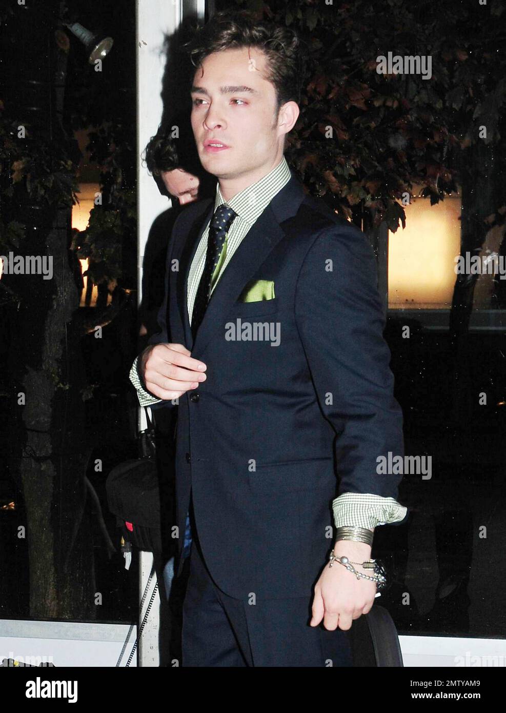 "Gossip Girl" actor Ed Westwick shows off his tired and red eyes as he ...