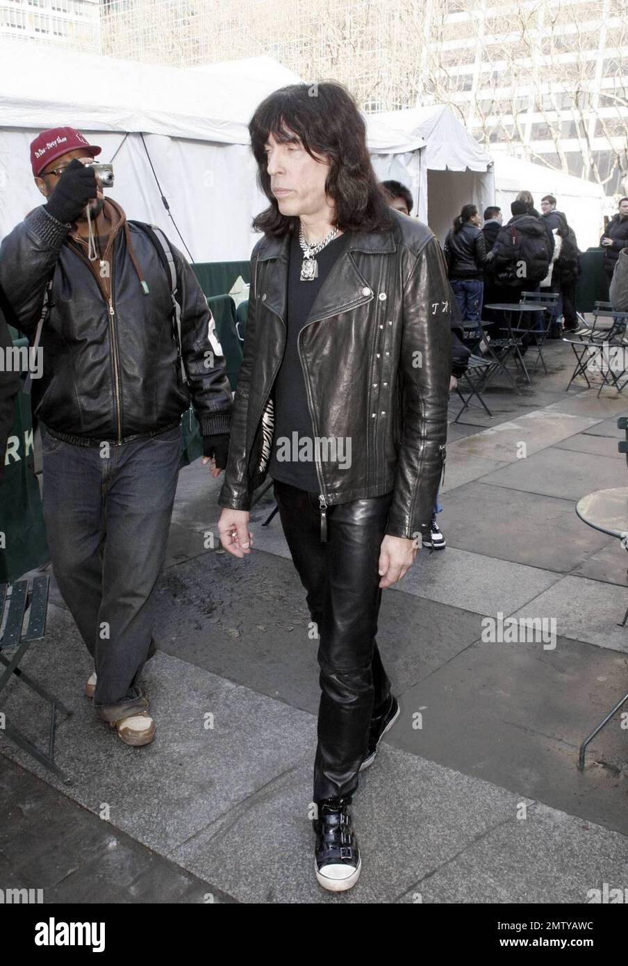 Ramones drummer Mark Ramone arrives at the Tommy Hilfiger fashion show ...